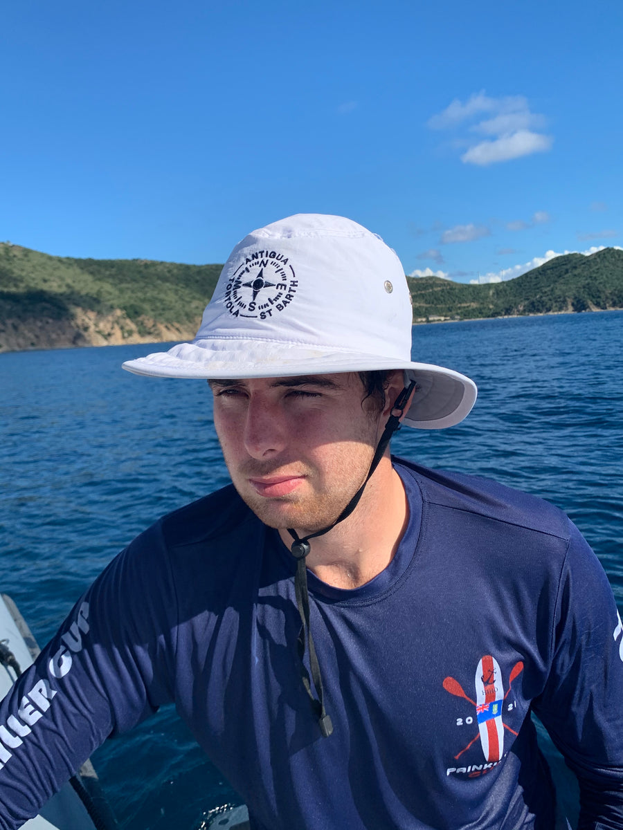 Cam Wide Brim Hat Tortola Compass - White – HIHO